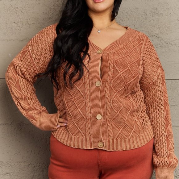 heyson | Sweaters | Heyson Soft Focus Full Size Wash Cable Knit ...